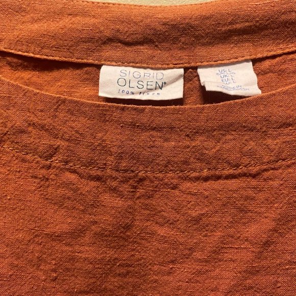 Sigrid Olsen | Tops | Sigrid Olsen Rustorange Linen Shirt L | Poshmark